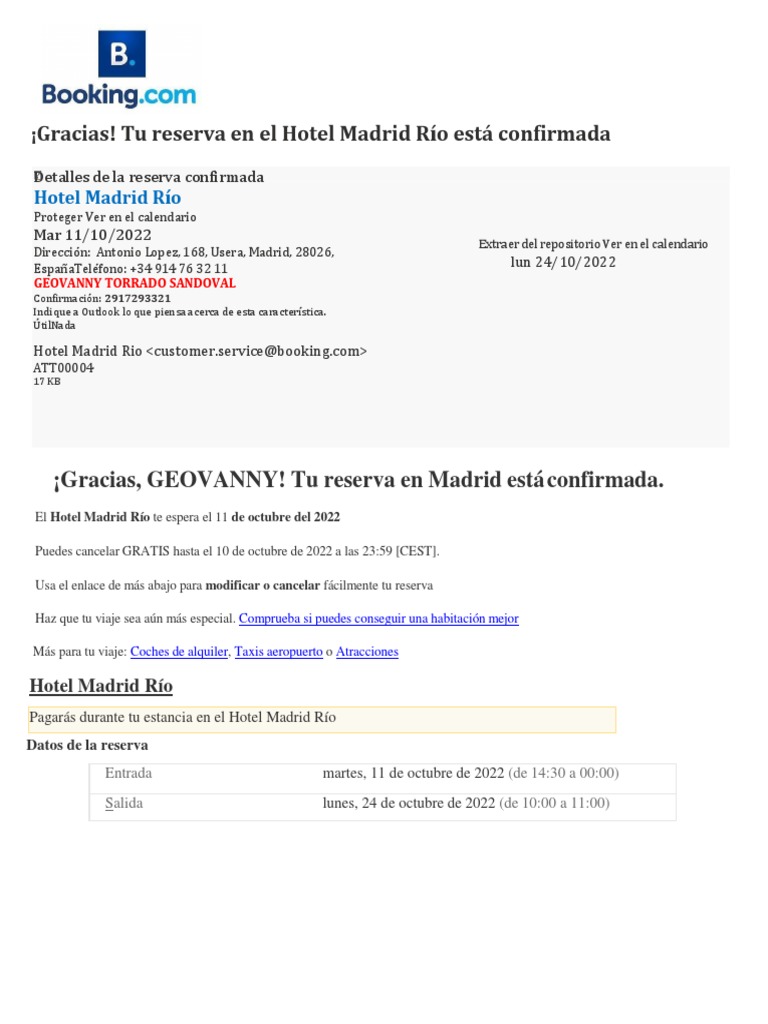 Reserva Confirmada Hotel 2 | PDF | Aplicación movil | Hotel