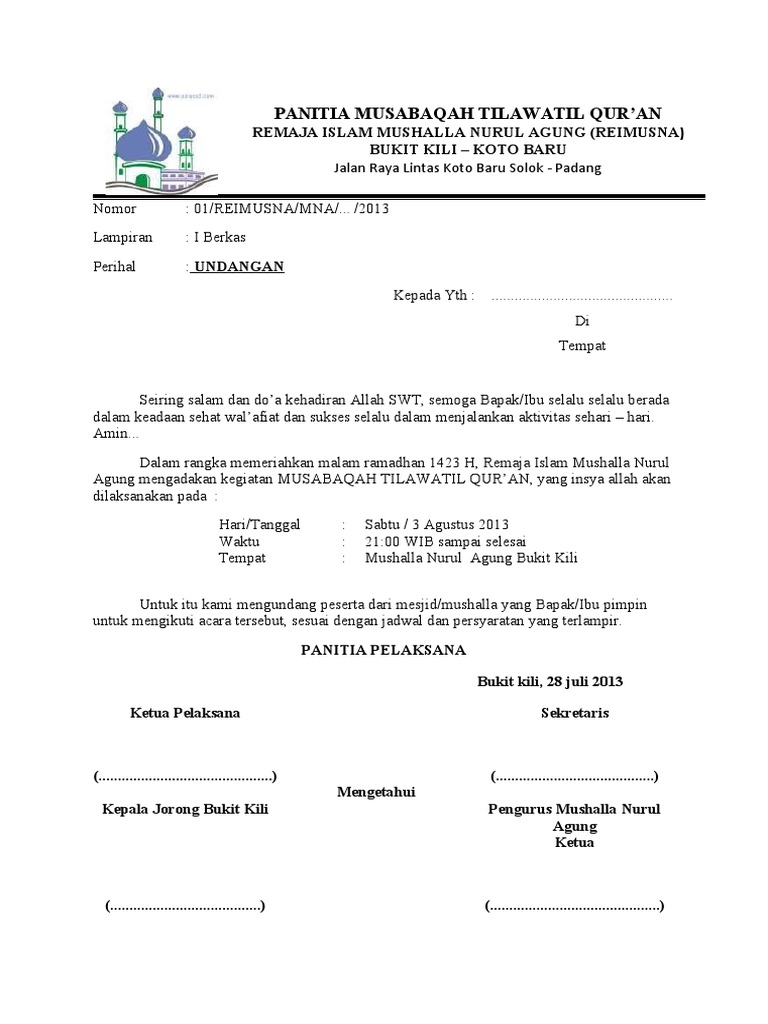 Dokumen - Tips - Surat Undangan MTQ | PDF