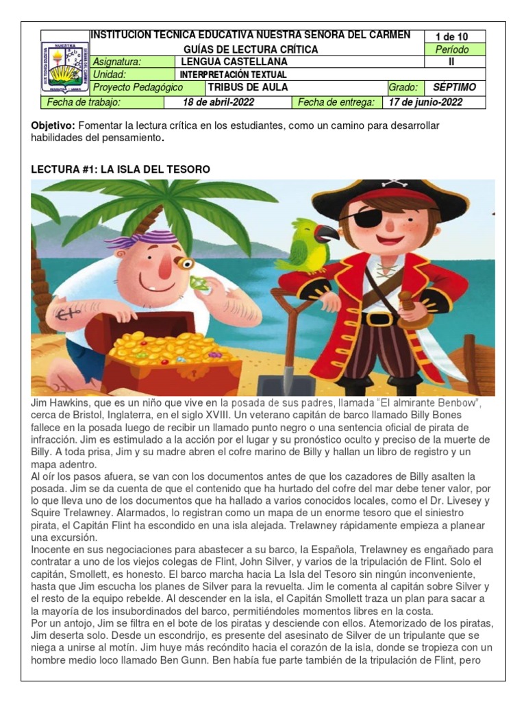 Lectura Crítica Segundo Periodo - Grado 7° | PDF | Isla del tesoro ...