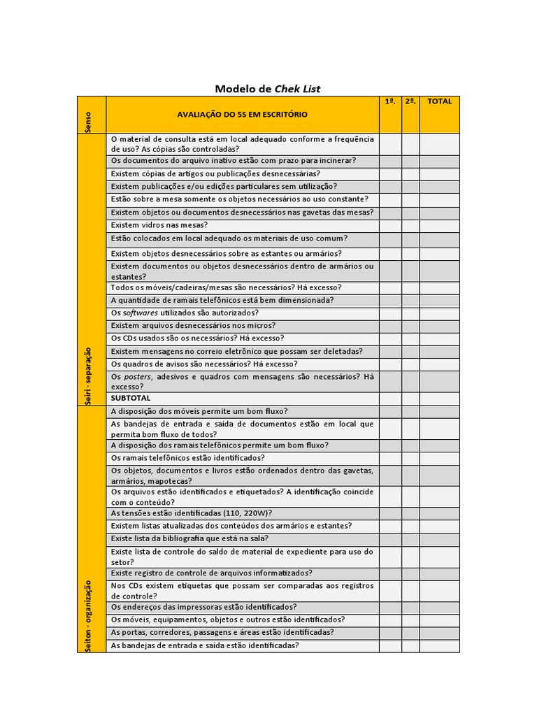 SA5 - Modelo de Chek List | PDF