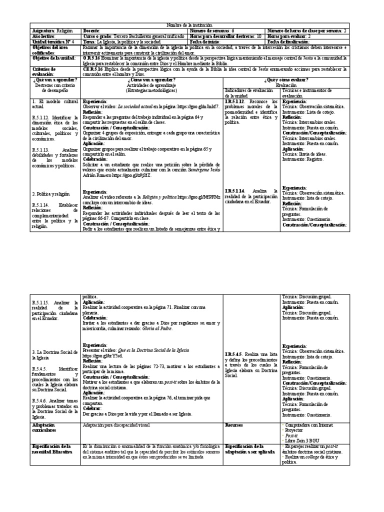 Zain 3bgu - Micro - U4 | PDF | Evaluación | Iglesia Católica