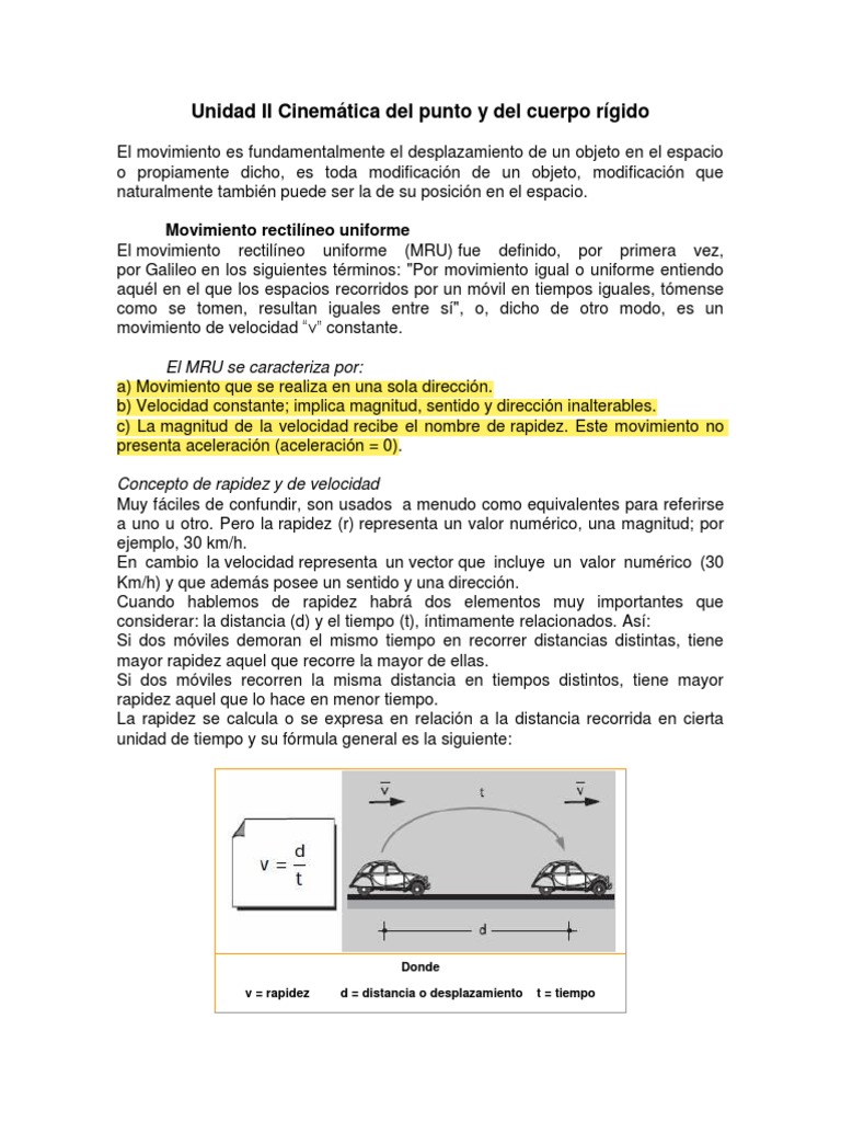 Cinemática MRU MRUA | PDF | Velocidad | Aceleración