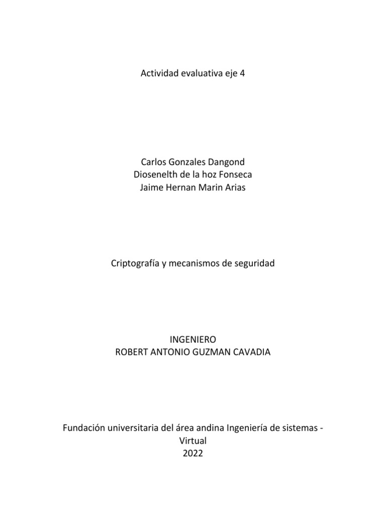 Eje 4 Criptografia | PDF | Cifrado | Criptografía de clave pública