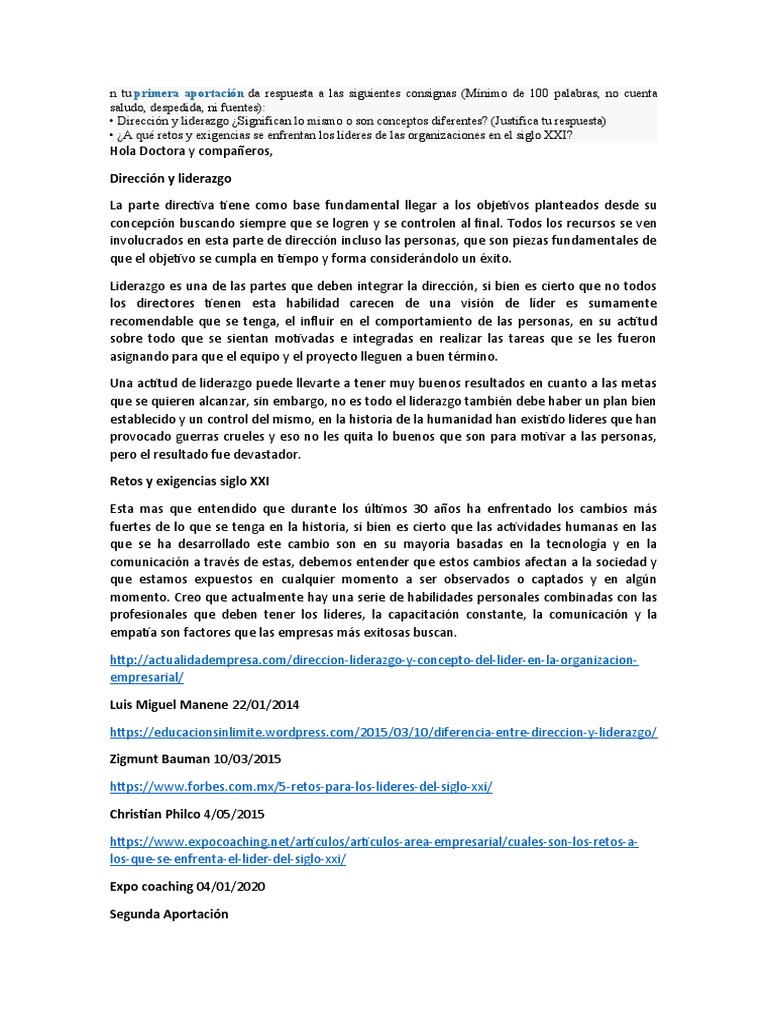 Foro 1 Especial | PDF | Liderazgo