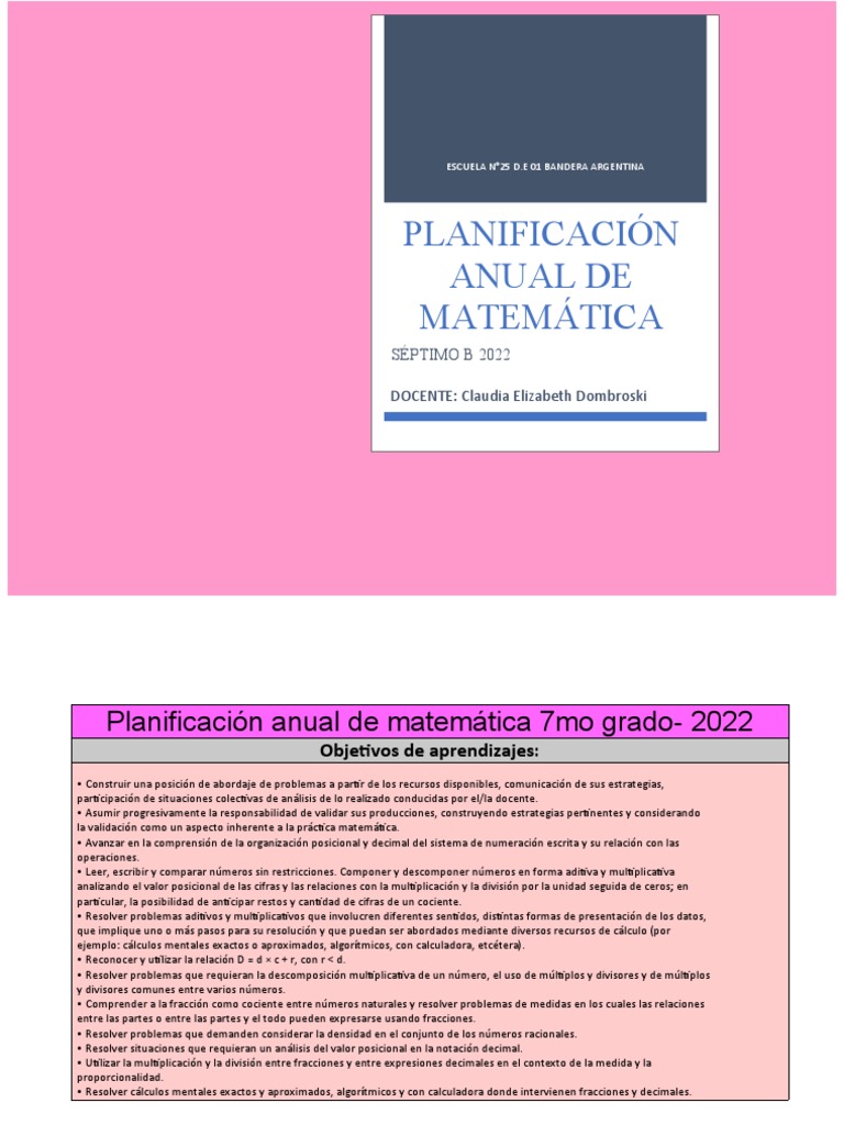 7 Planificacion De Matemáticas Pdf Números División Matemáticas