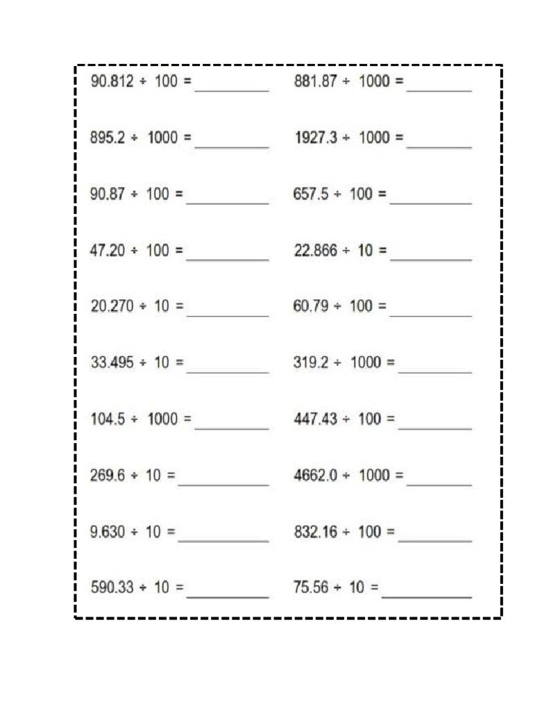 Divisiones 10 100 1000 | PDF