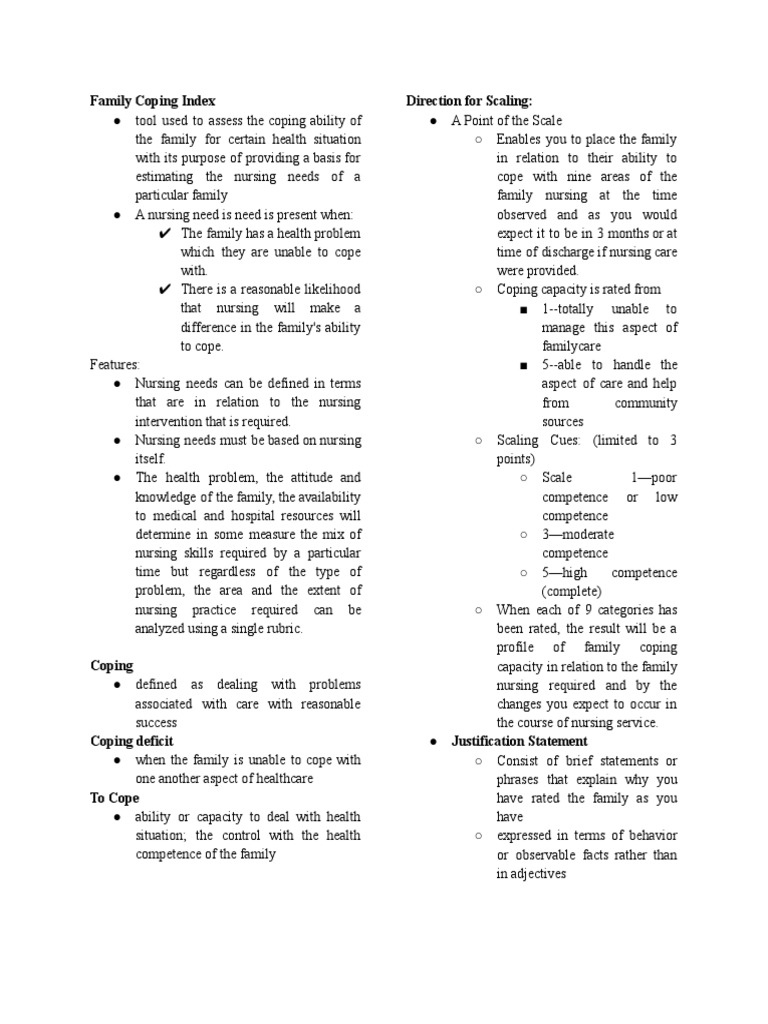Family Coping Index | PDF | Nursing | Health Care