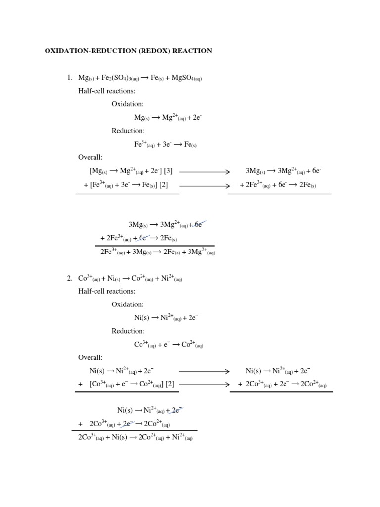 Oxidation-Reduction (Redox) Reaction | PDF