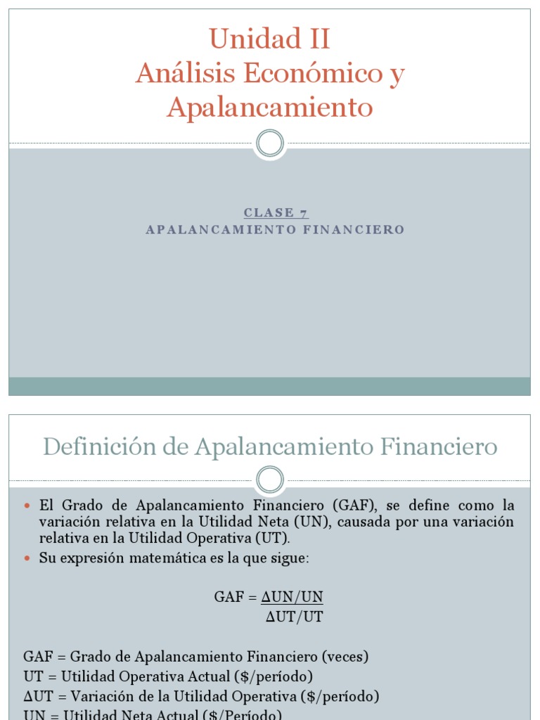 Clase 7 - Apalancamiento Financiero | PDF | Apalancamiento (Finanzas) | Deuda