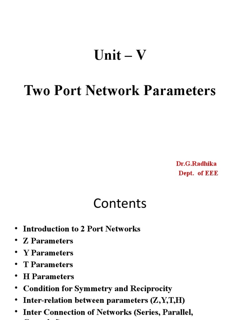 Unit-5-Two Port NW Parameters | PDF | Signal Processing | Electricity