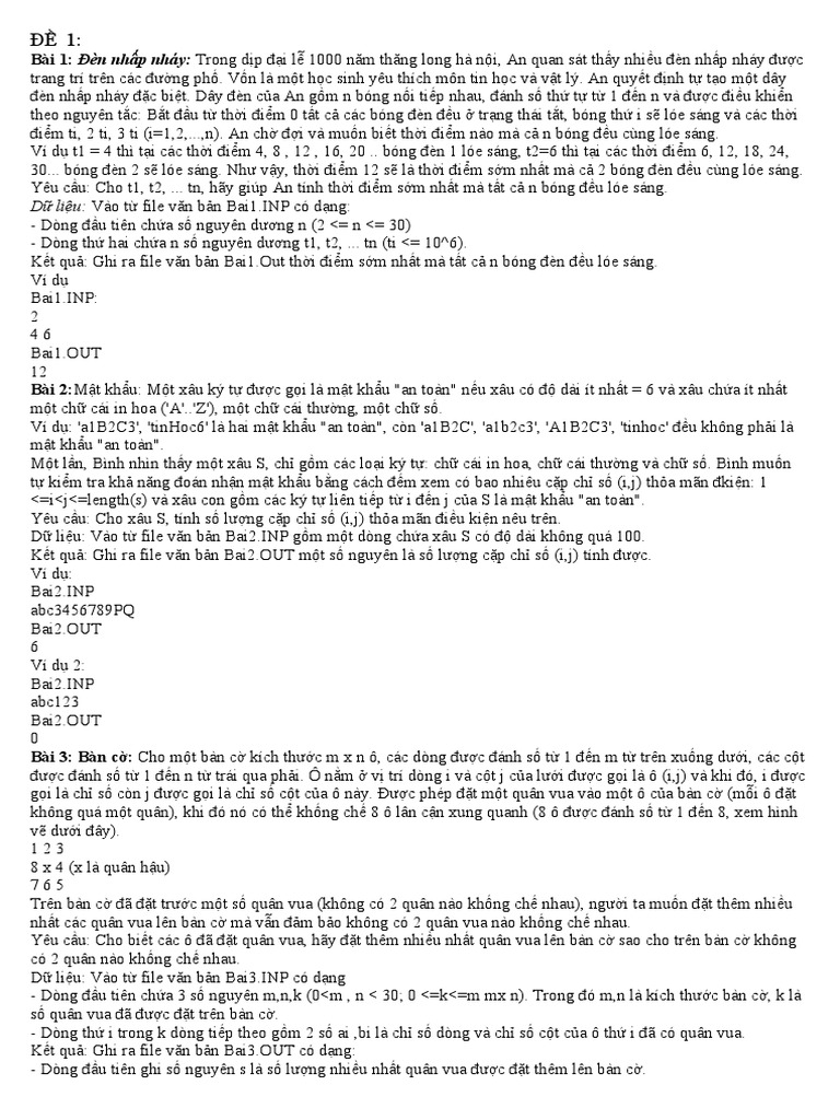 Cac de Thi HSG Pascal Hay Va Kho | PDF