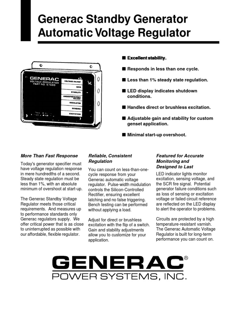 Generac Standby Voltage Regulator Overview | PDF | Technology & Engineering