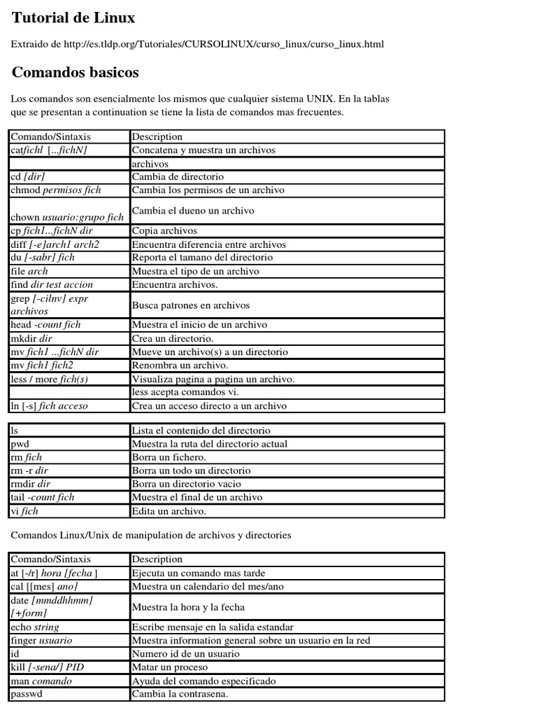 Comandos Básicos de Linux en PDF | PDF | Interfaz de línea de comando ...