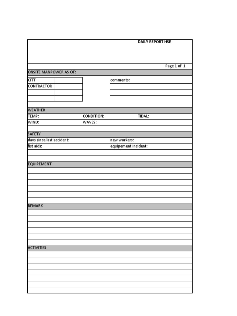 Daily Report Model1 | PDF