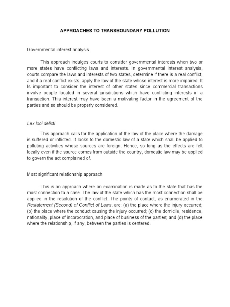 Approaches To Transboundary Pollution | PDF