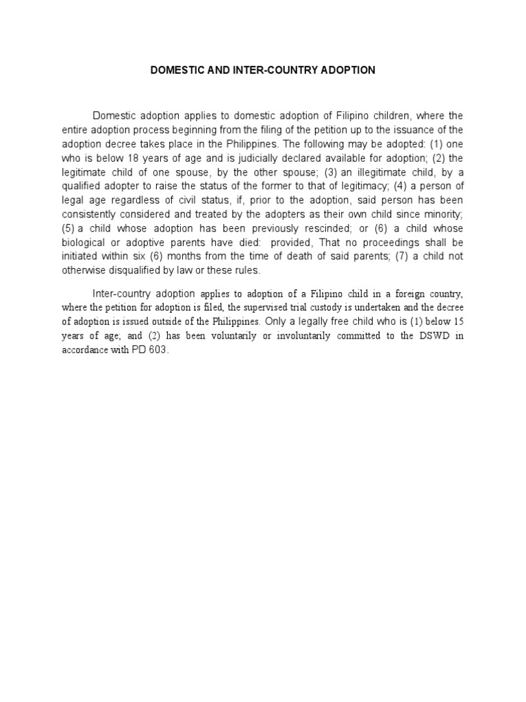 Domestic and Inter-Country Adoption | PDF | Social Science