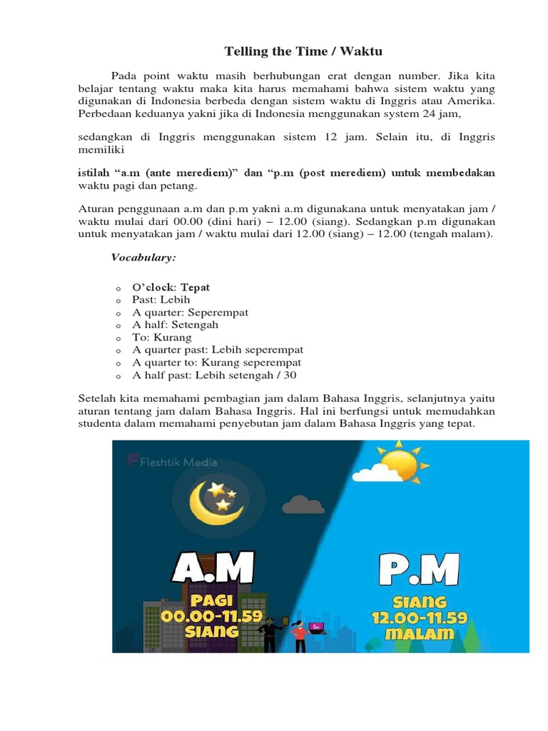Materi Telling The Time Kelas 7 | PDF