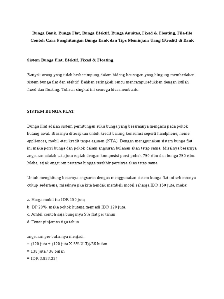 Perbandingan Sistem Bunga Bank: Flat vs Efektif | PDF