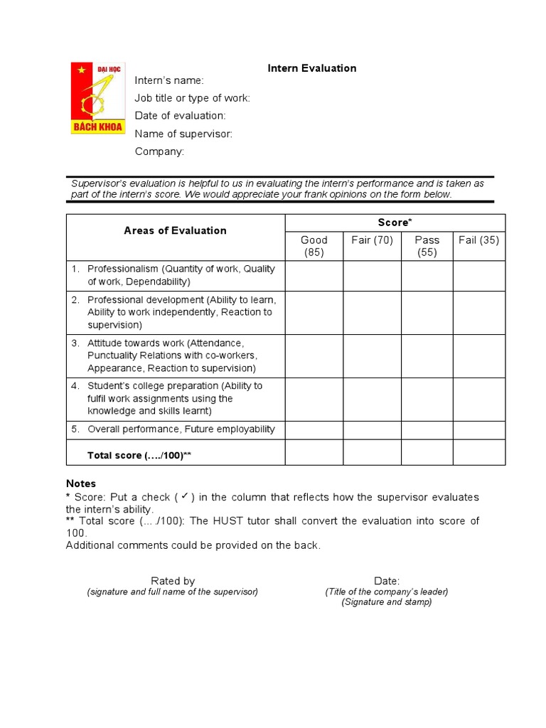 Intern Evaluation | PDF