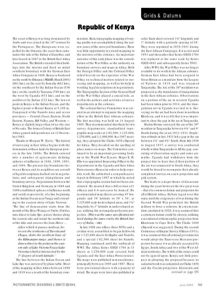 Coordinate Systems Kenya | PDF | East Africa | Surveying