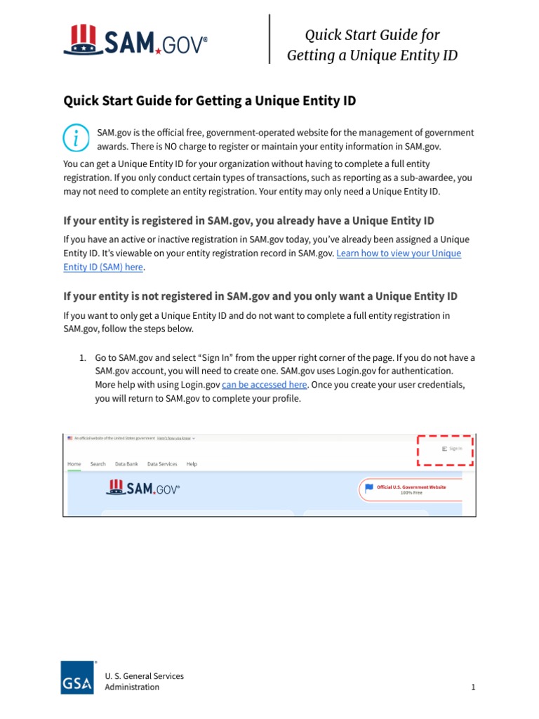 2.0 Quick Start Guide-Getting A Unique Entity ID | PDF | Computing | Cyberspace