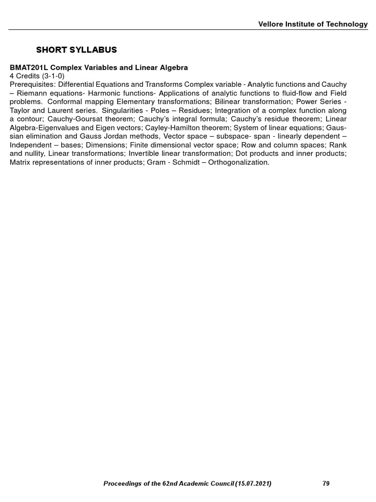 BMAT201L: Complex Variables & Linear Algebra | PDF | Vector Space ...