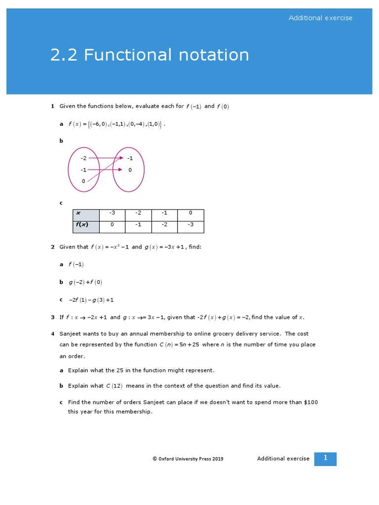 Functional Notation Exercise Pdf