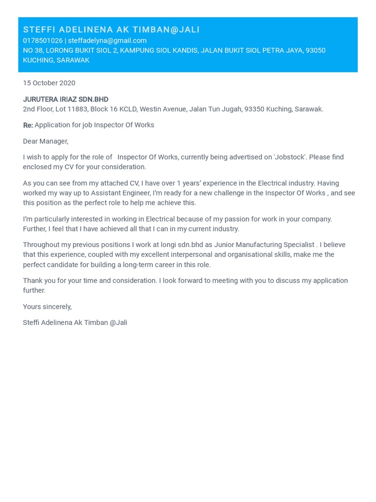 Steffi Adelinen A Ak Timban@Jali: Jurutera Iriaz SDN - BHD | PDF