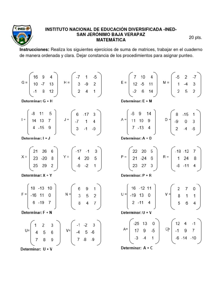 Suma de Matrices | PDF
