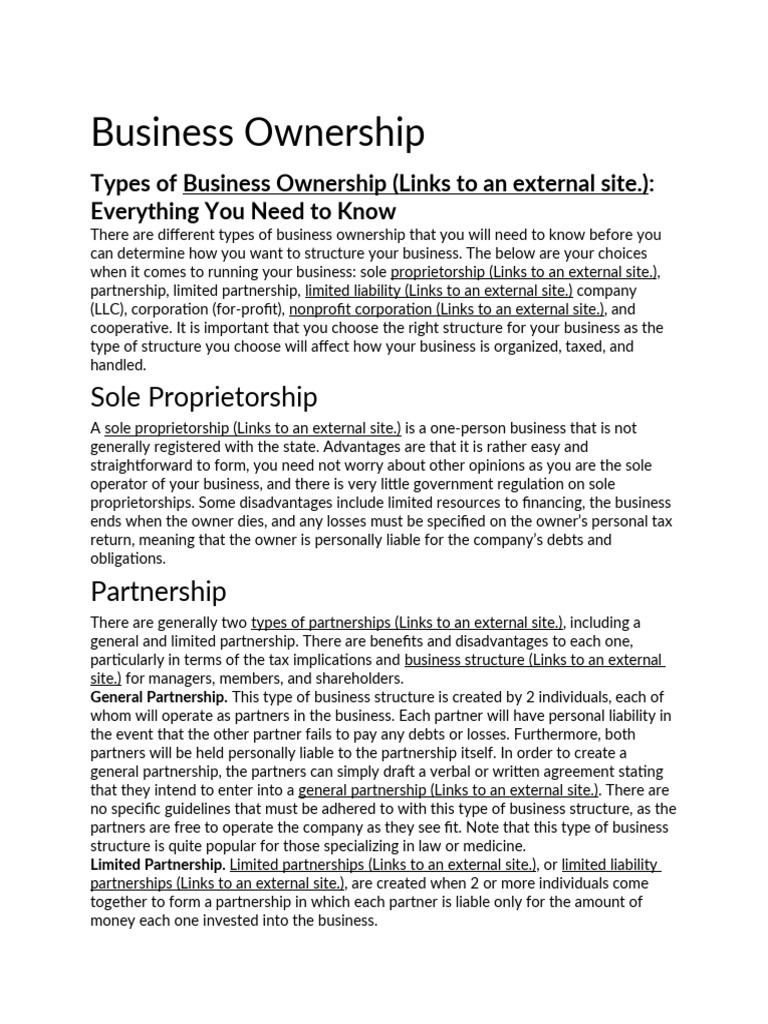 Bussiness Ownership | Download Free PDF | Limited Liability Company ...