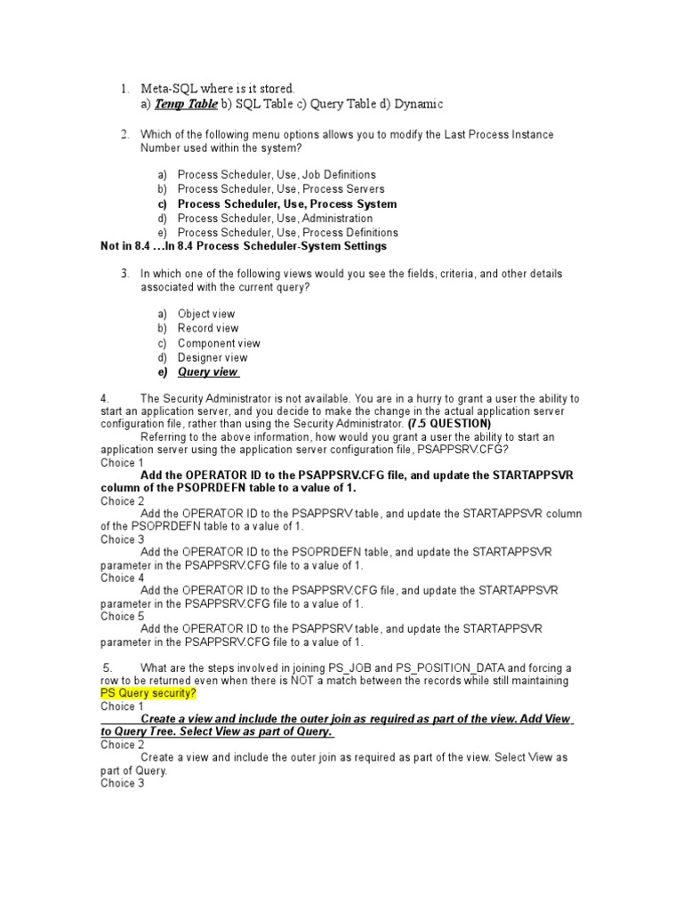 Peoplesoft Certification Questions & Answers | PDF | Oracle Database ...