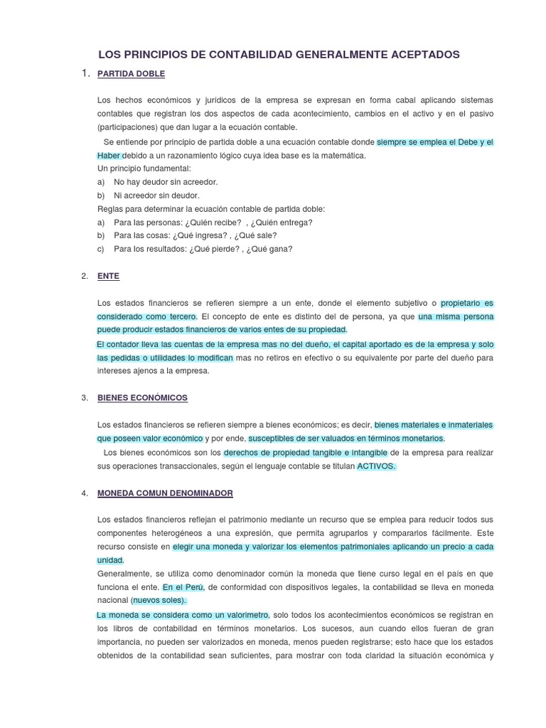 Principios de Contabilidad Generalmente Aceptados (Práctica 1) | PDF ...