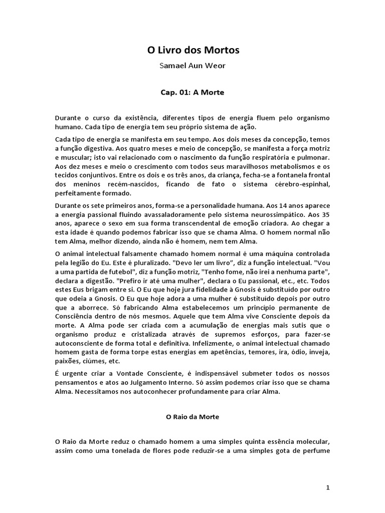 O Livro Dos Mortos Cap 01 A Morte | PDF | Morte | Física