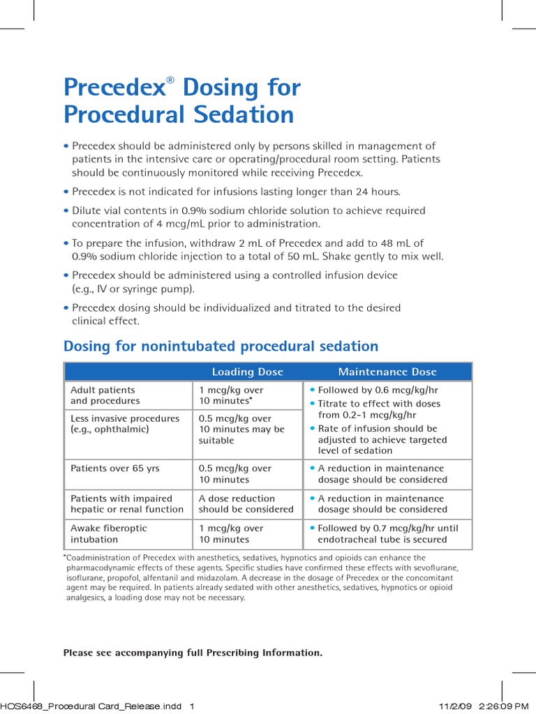 Precedex Dosing Download Free Pdf Intravenous Therapy Dose