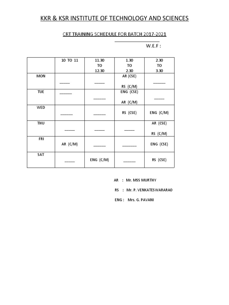 CRT New Time Table | PDF | Science & Mathematics