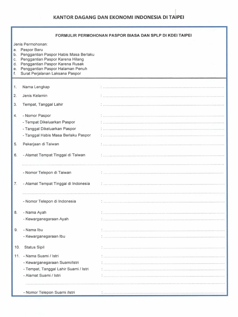 Formulir PASPOR SPLP | PDF | Law