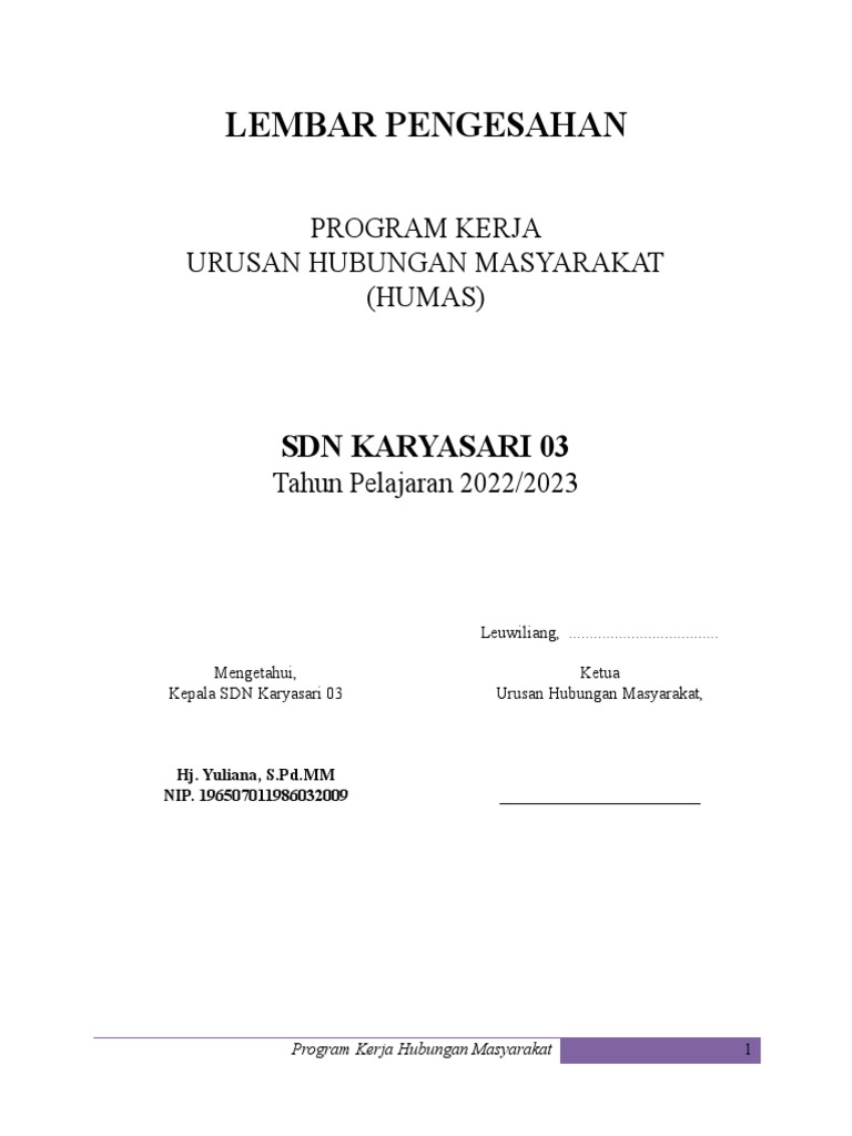Draf Program Kerja Humas | PDF | Karier & Perkembangan