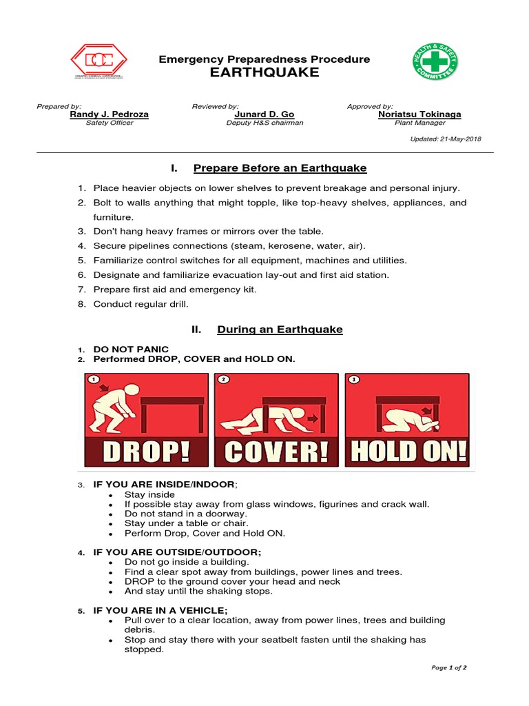 Emergency Preparedness For Earthquake | PDF | Emergency Management | Safety