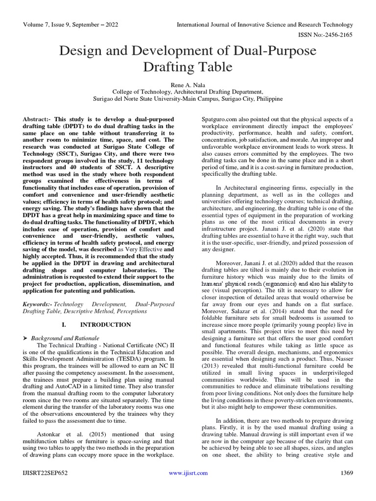 Design and Development of Dual-Purpose Drafting Table | Download Free PDF | Technical Drawing ...