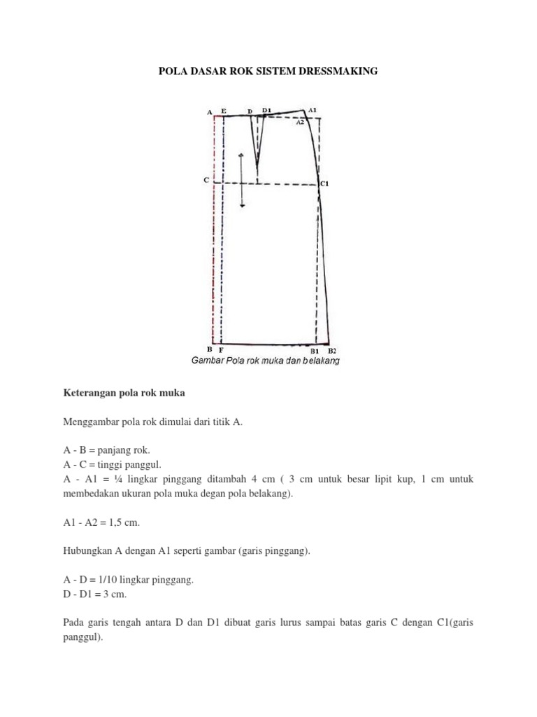 Pola Dasar Rok Sistem Dressmaking | PDF