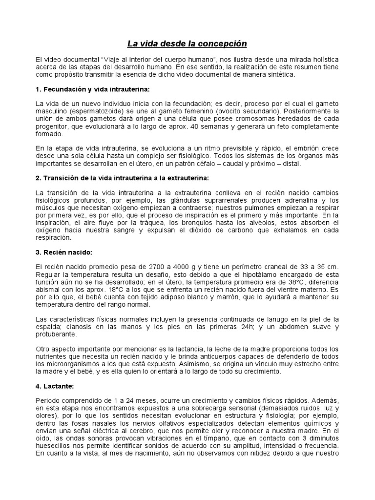 Resumen - Video Documental - Viaje Al Interior Del Cuerpo | PDF ...