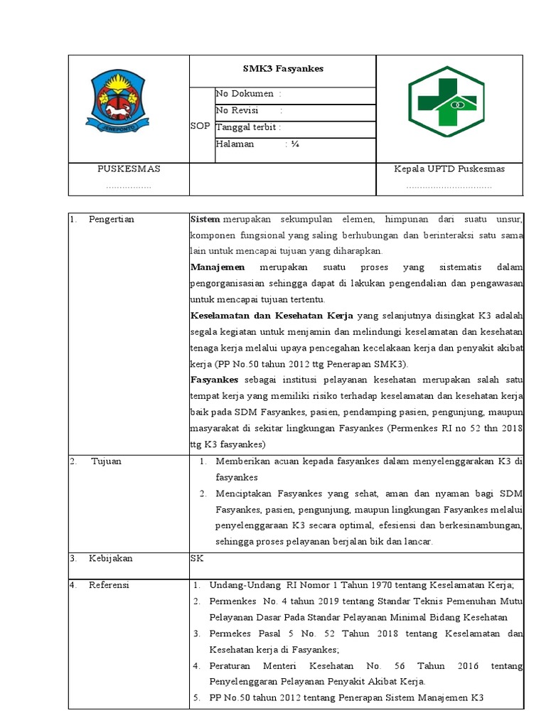 Sop SMK3 Fasyankes | PDF | Sains & Matematika