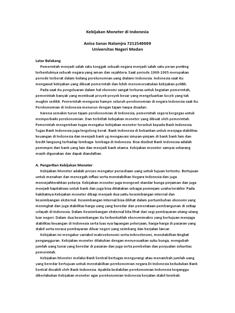 Essay Eko Moneter Anisa Sanas | PDF