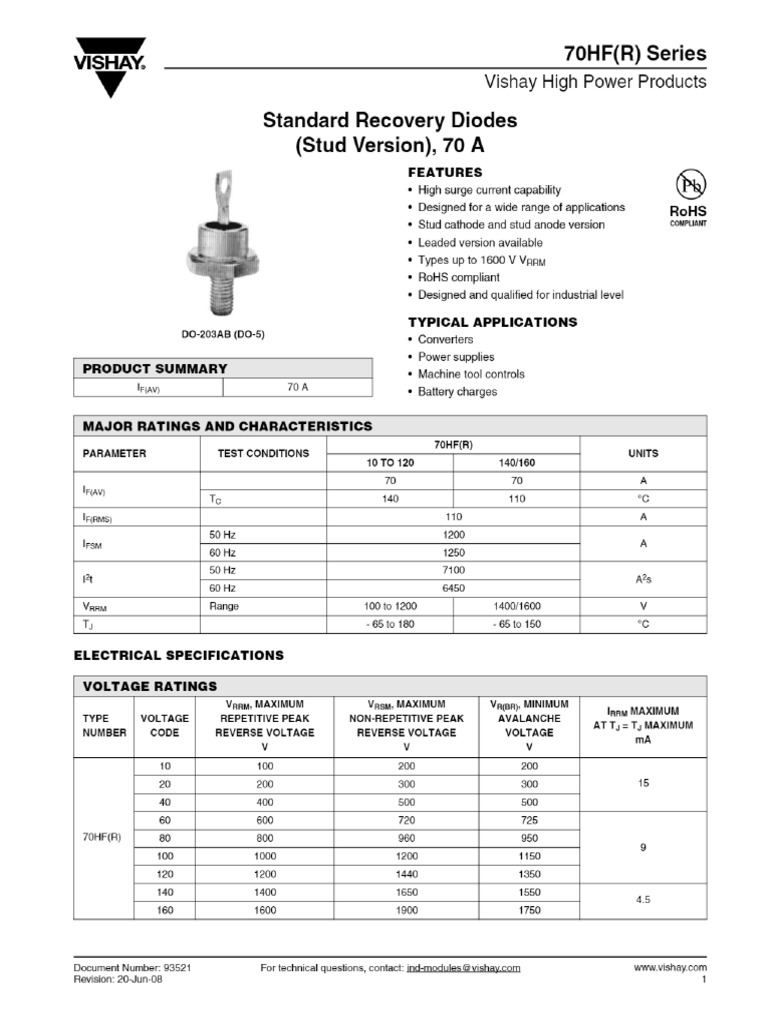 70HFR120 PDF, 70HFR120 Description, 70HFR120 Datasheet, 70HFR120 View ...