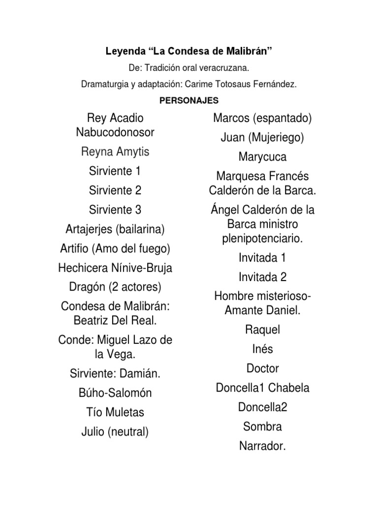 La Leyenda de la Condesa de Malibrán | PDF | Amor