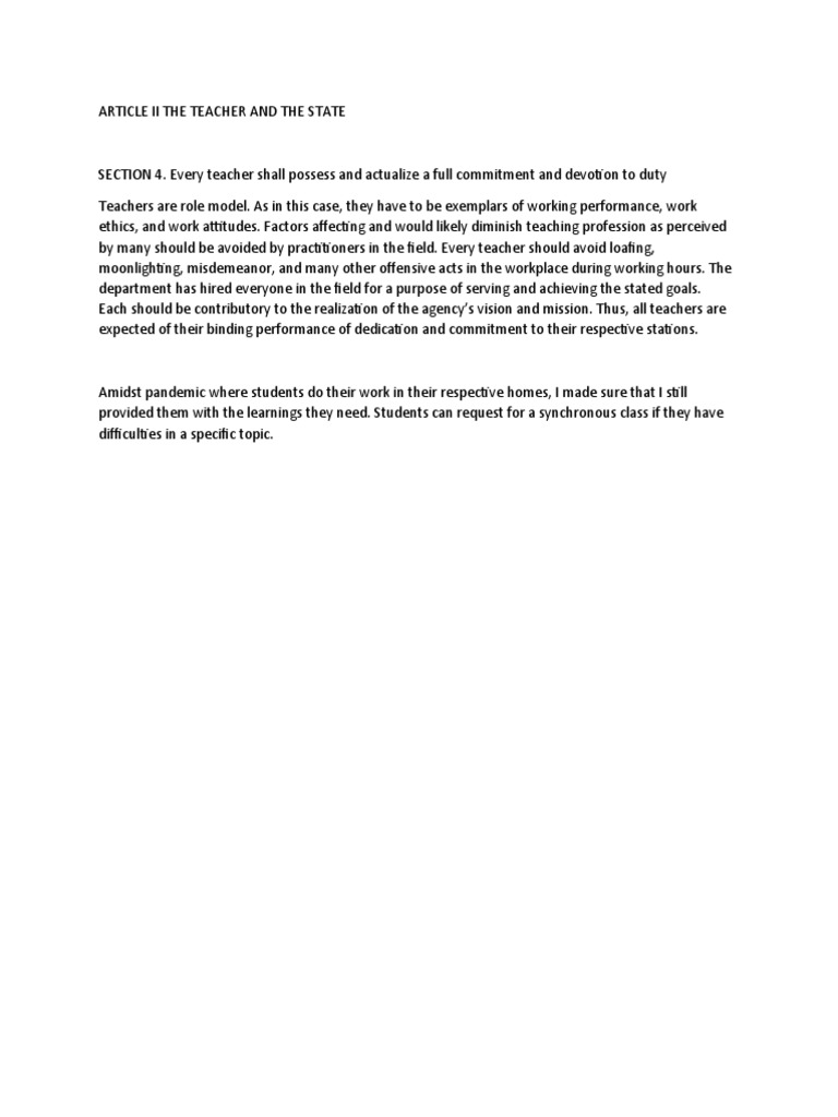 Teacher Commitment and Ethics Guide | PDF