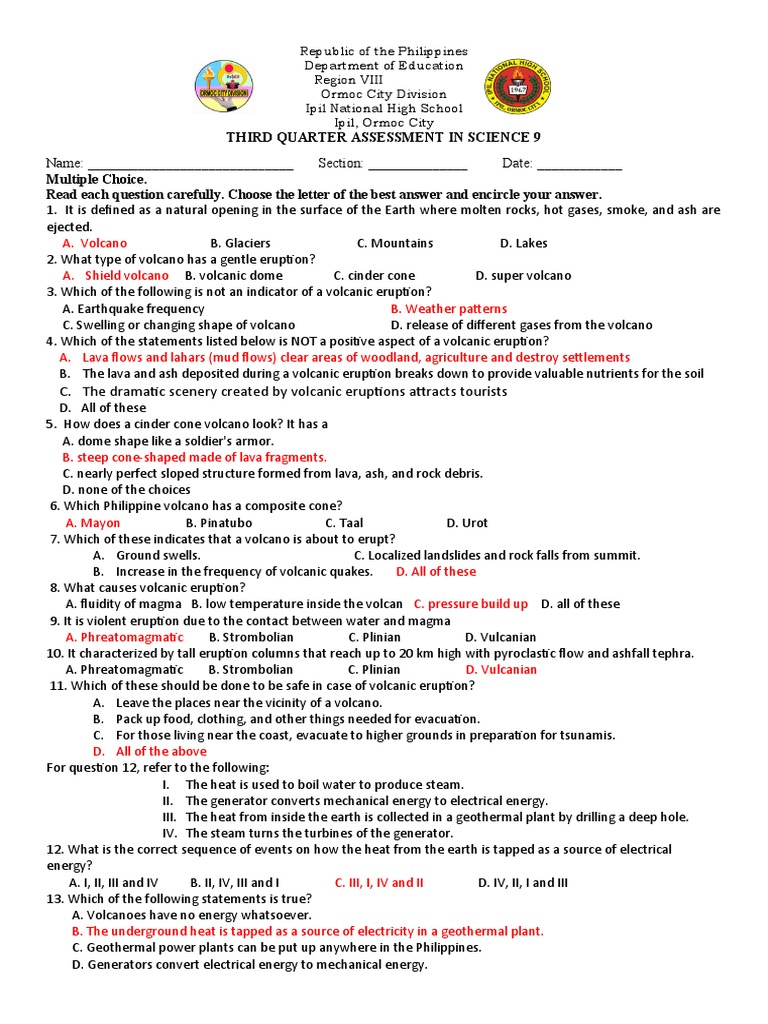 3rd Quarter Exam - Science | PDF