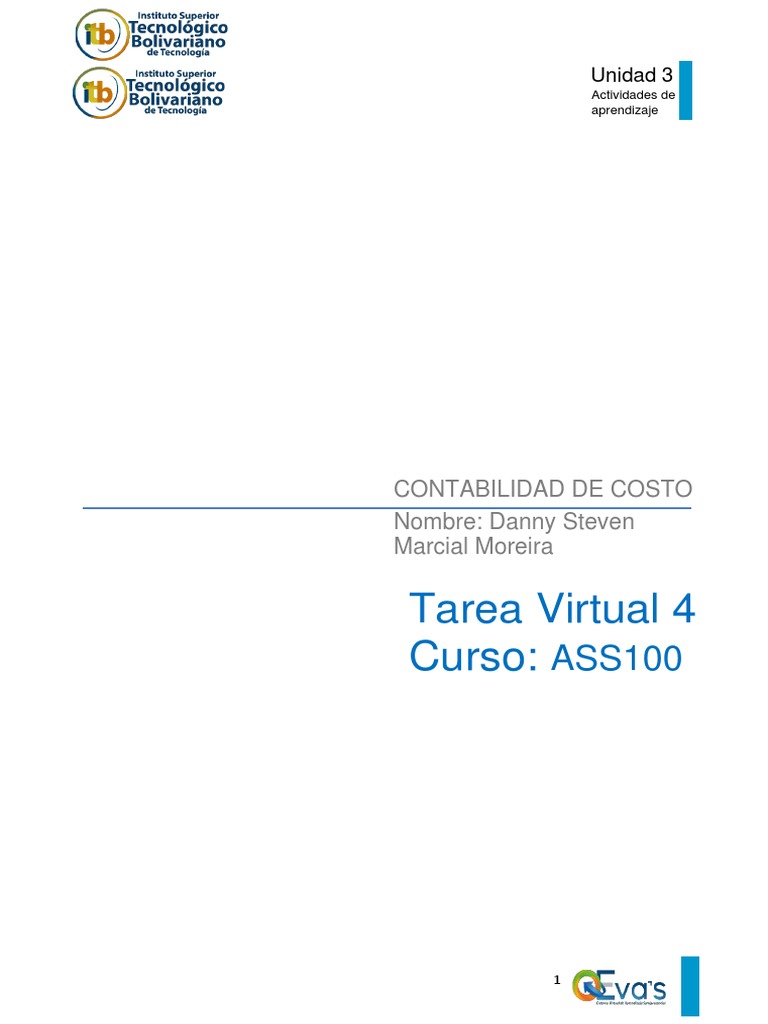Tarea Virtual 4 - Contabilidad Costos | PDF