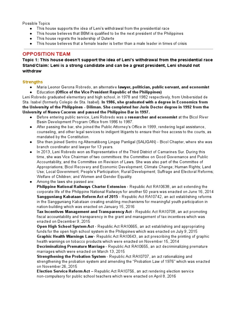 Debate Pointers 1 | PDF | Academic Degree