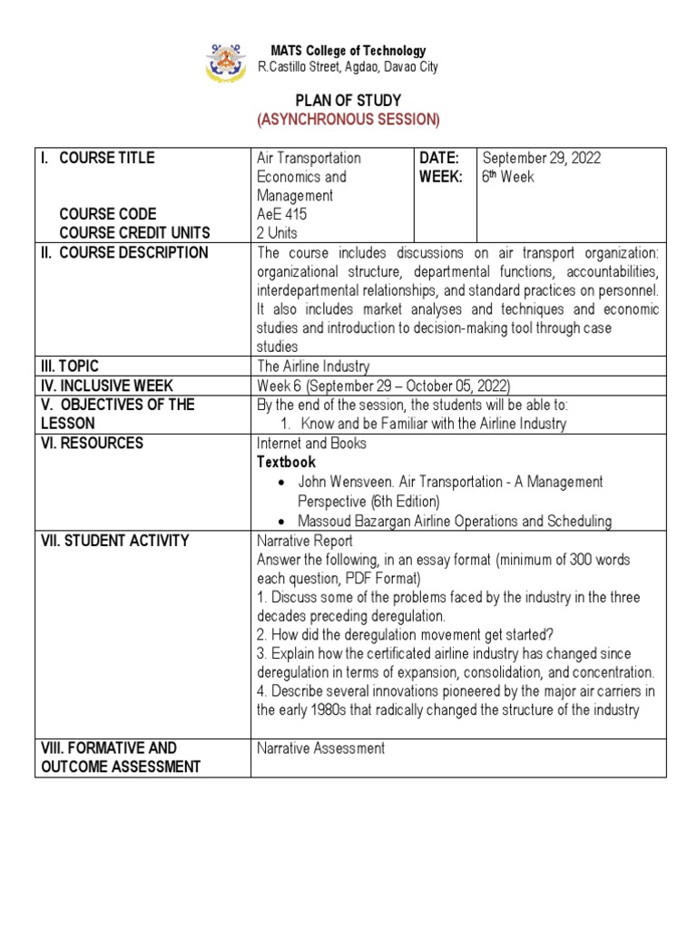 AeE 415 The Airline Industry | PDF